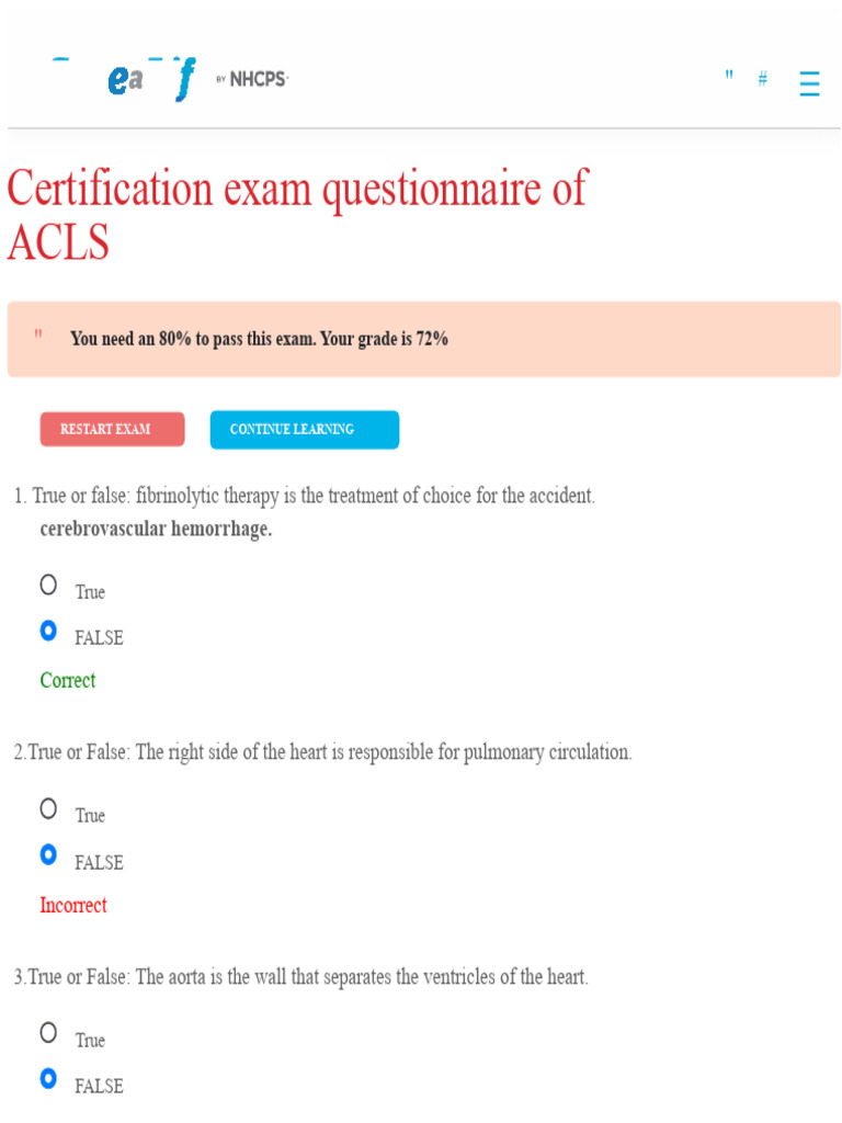 ACLS Certification Exam - SaveaLife.com | PDF