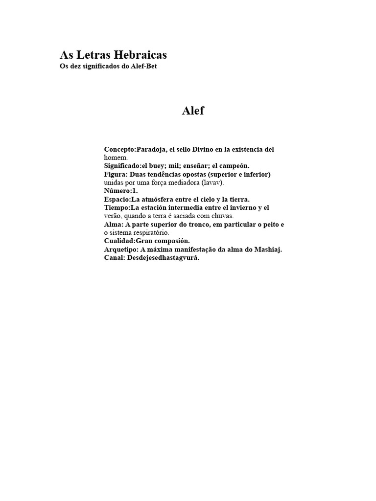Significados das Letras Hebraicas | PDF | Cabala | Deus