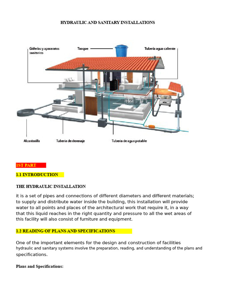 Hydraulic and Sanitary Installations Guide | PDF | Pipe (Fluid ...