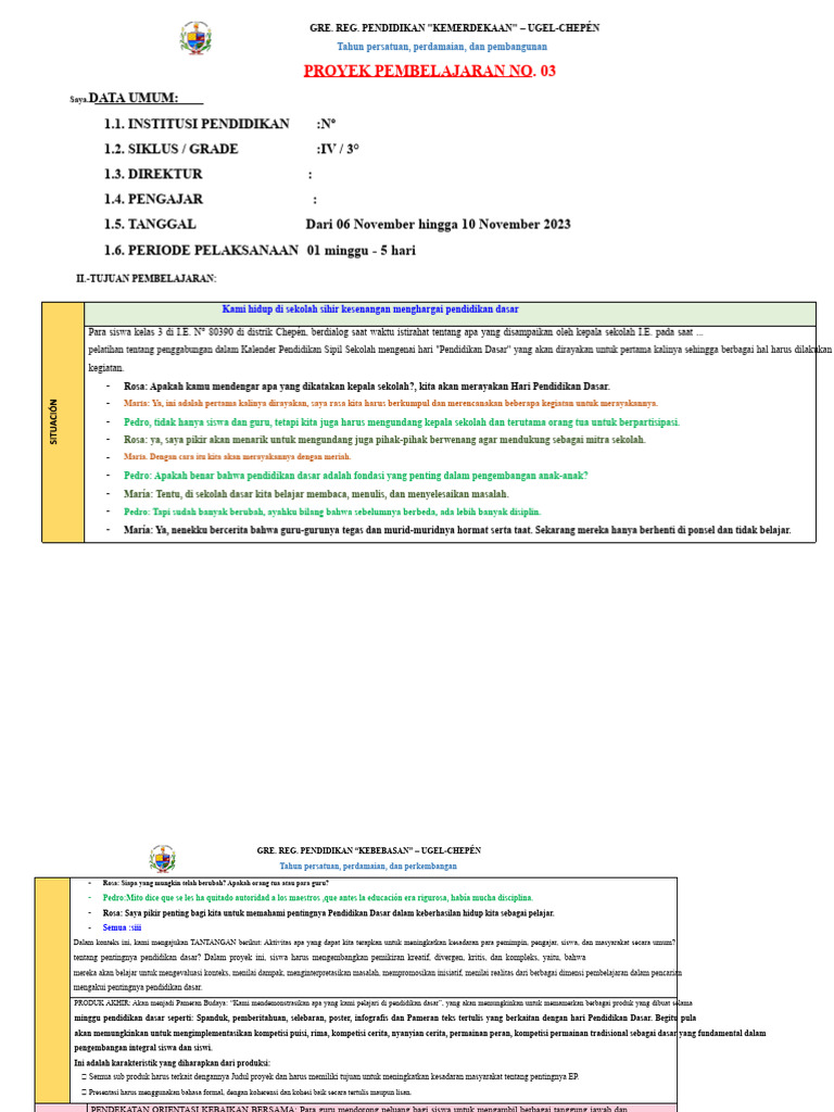 0. 3° - Proyek tentang Pendidikan Dasar untuk ppt | PDF
