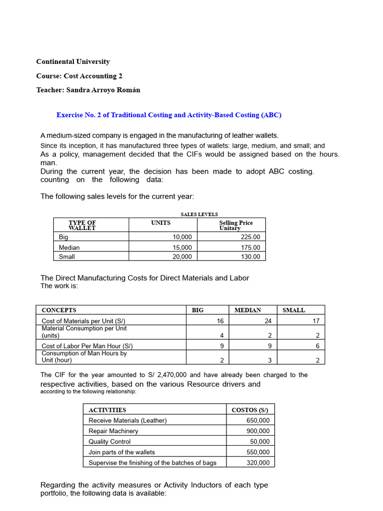 Cost Accounting: ABC vs Traditional Analysis | PDF | Economics ...