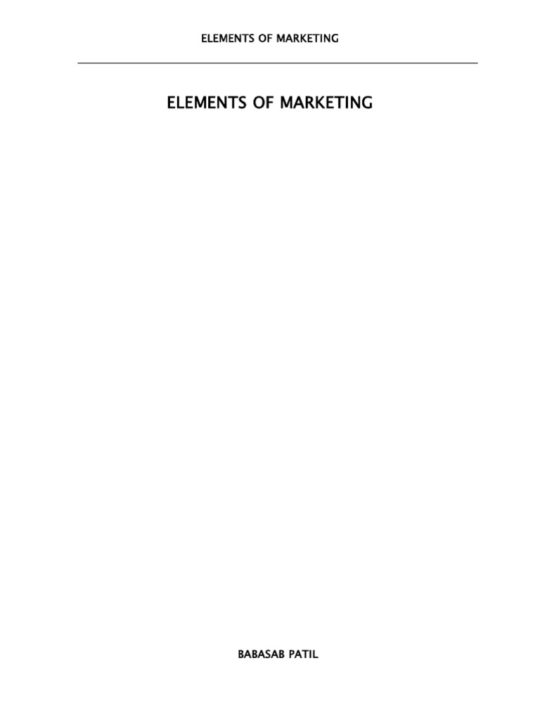 Elements of Marketing Book | PDF | Consumer Behaviour | Sales