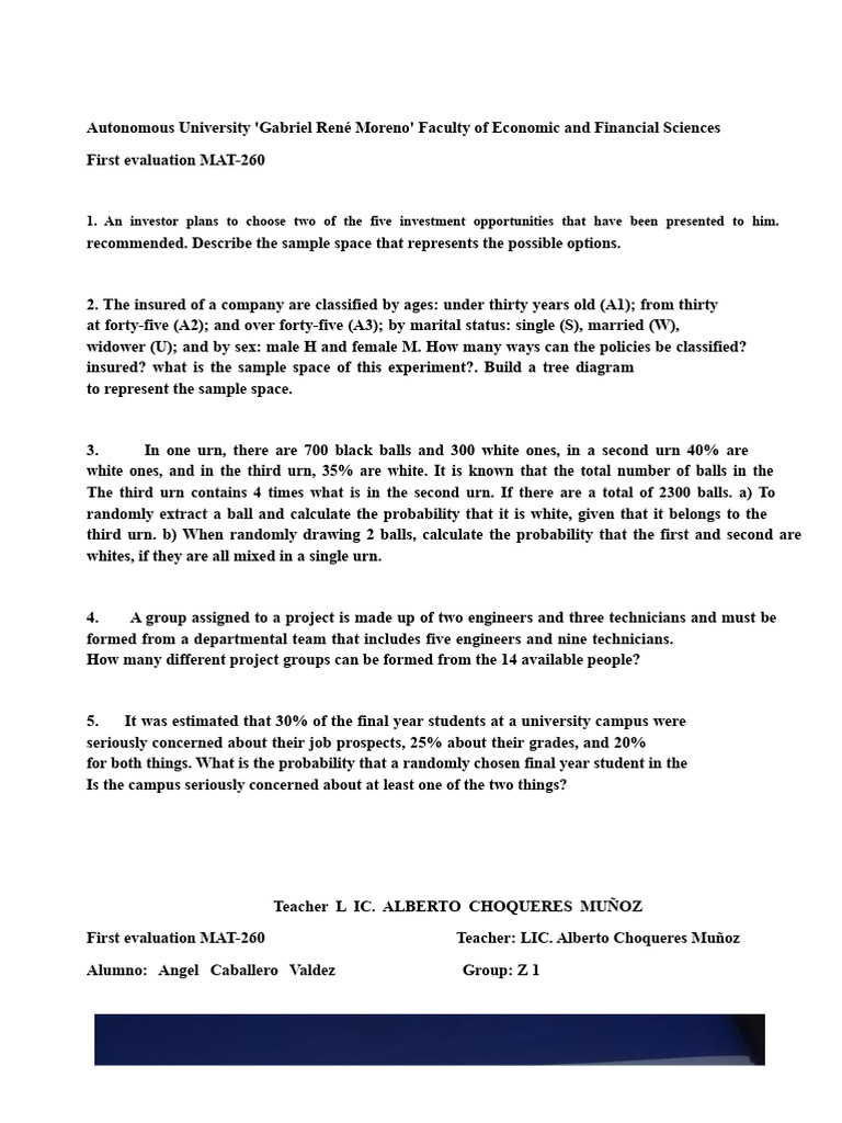 Angel Caballero First evaluation MAT260 | PDF