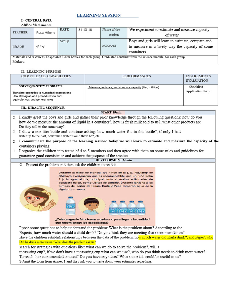 Session Mate Capacity Liter | PDF | Water | Quantity