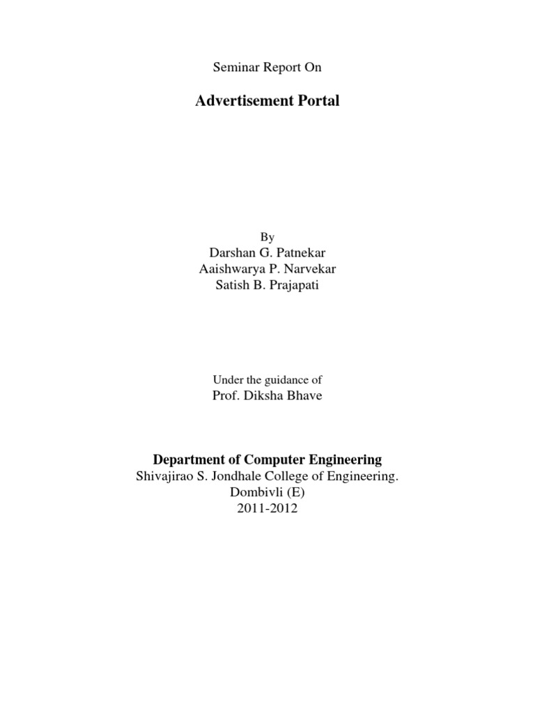 Development of an Online Advertisement Portal: A Seminar Report | PDF | C Sharp (Programming ...