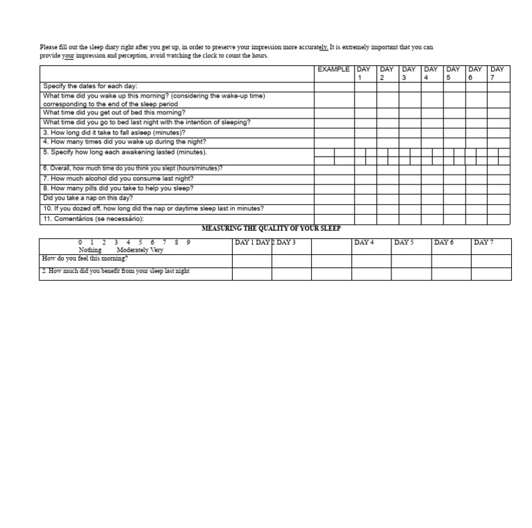 Sleep Diary | PDF
