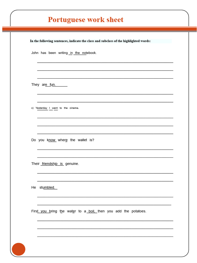 Portuguese Grammar Worksheet | PDF