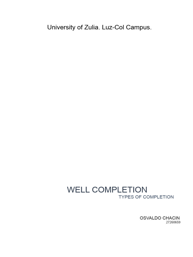 Types of Well Completions According To Their Basic Categories | PDF ...