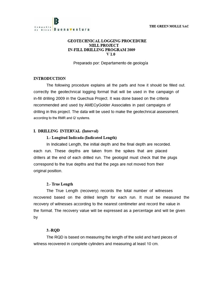 Geotechnical Logging Procedure Guide | PDF | Weathering | Fault (Geology)