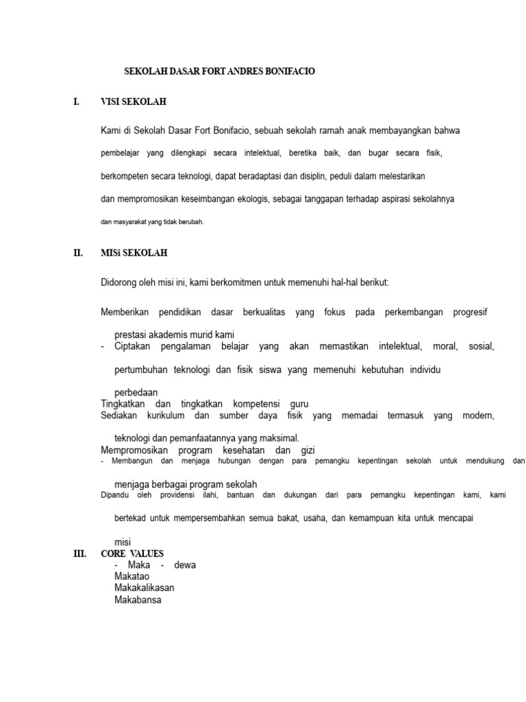 Sekolah Dasar Fort Andres Bonifacio | PDF