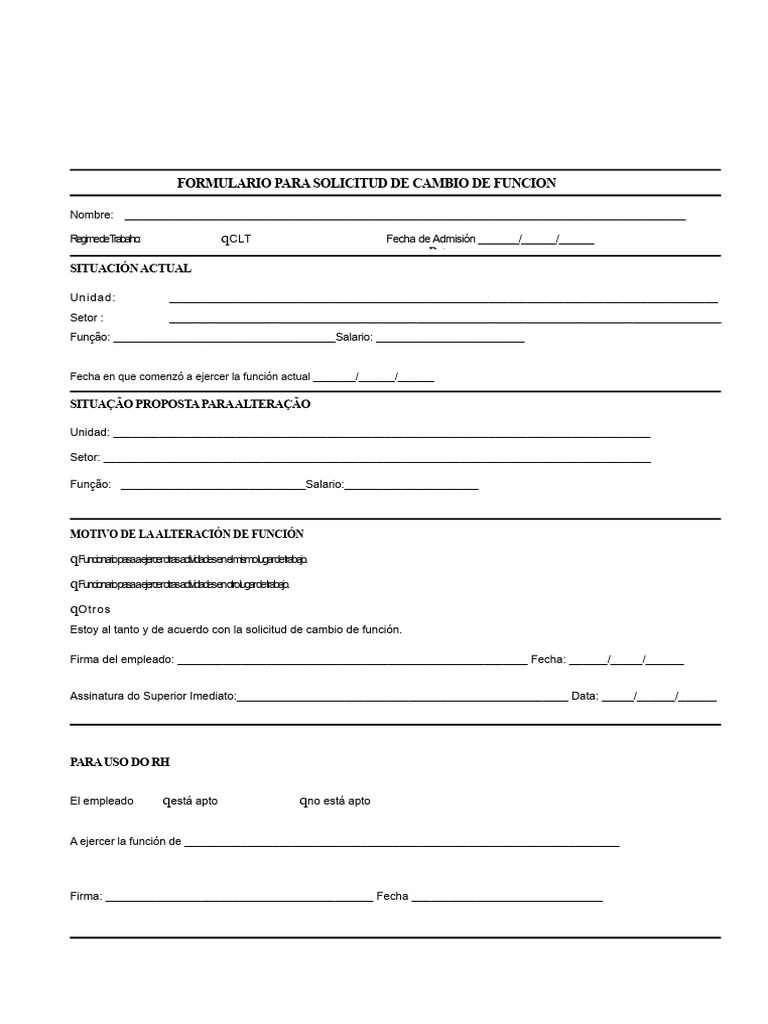 Formulario de Cambio de Función | PDF