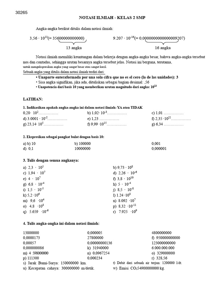 Latihan Notasi Ilmiah | PDF