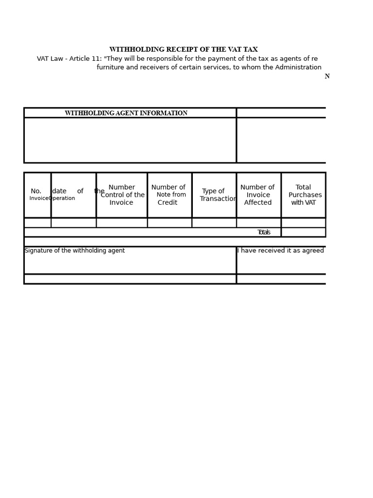 VAT Withholding Receipt Guidelines | PDF