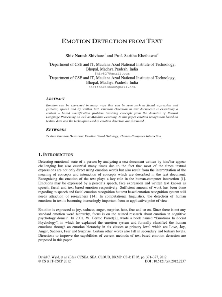 Emotion Detection From Text | PDF | Ontology (Information Science ...
