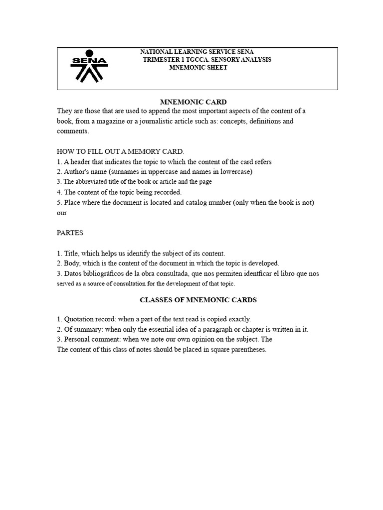 MNEMONIC SHEET | PDF