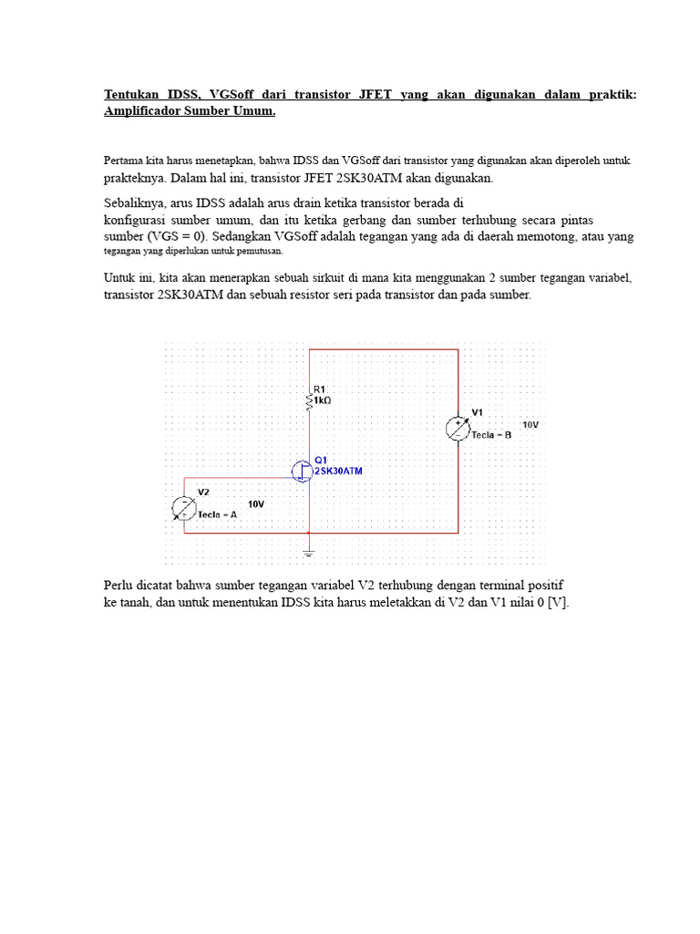 IDSS dan VGSoff Transistor JFET 2SK30ATM | PDF