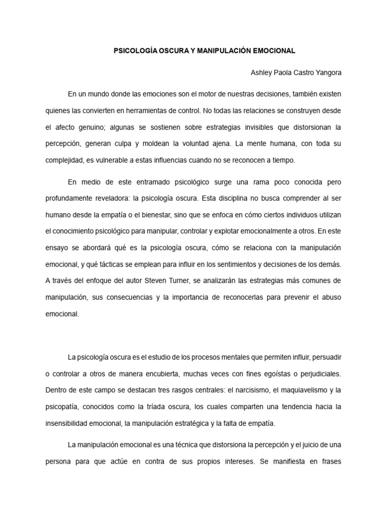 Ensayo Ashley Castro | PDF | Las emociones | Sicología