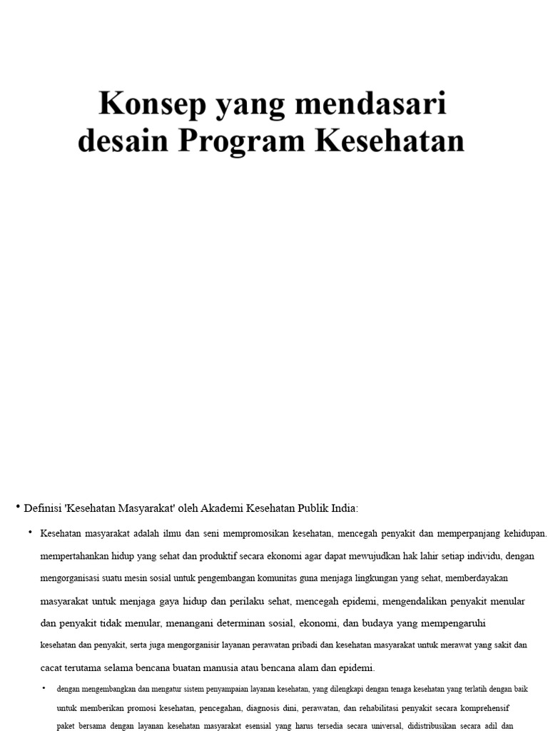 Konsep Yang Mendasari Desain Program Kesehatan | PDF