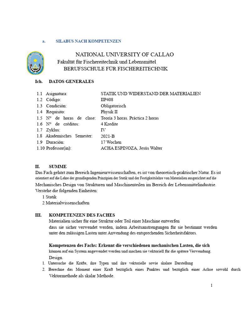 4- STATIK UND FESTIGKEIT DER MATERIALIEN - ACHA ESPINOZA | PDF