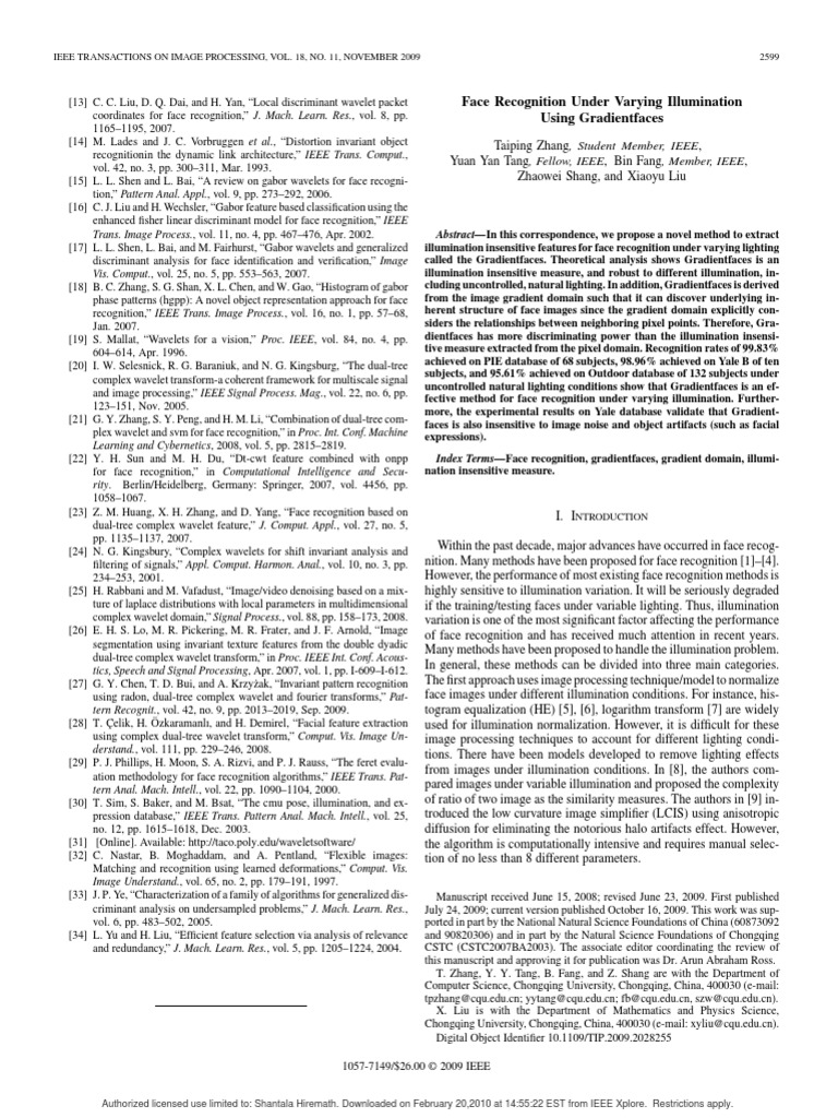 Face Recognition Under Varying Illumination Pdf Lighting Experiment
