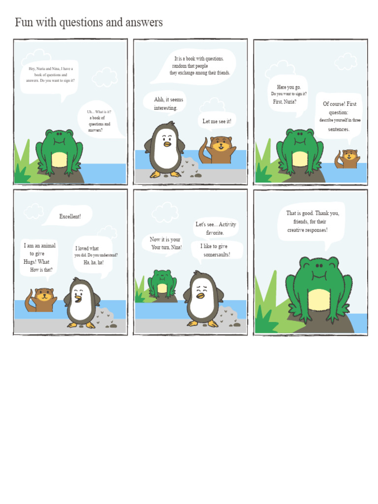 Blue and Green Animals 6 Panels Comic Strip | PDF