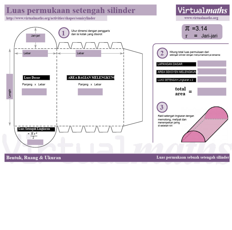 Lembar Kerja Luas Permukaan Setengah Silinder | PDF