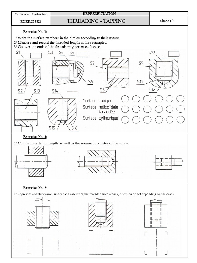 Threading Exercises | PDF | Screw | Metalworking