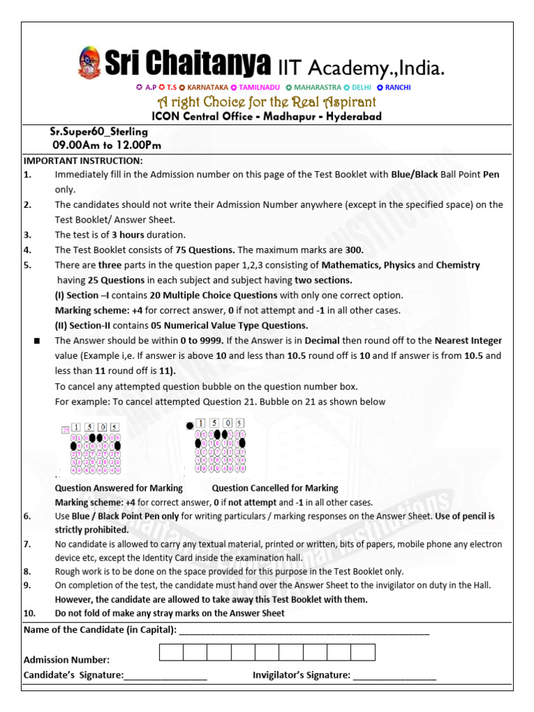 16-Aug-25 Sr.super-60 (Sterling) Jee-Main RPTM-02 Q.papeR (1) | PDF ...