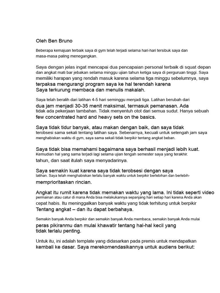 Program Latihan Kekuatan Tiga Sederhana | PDF