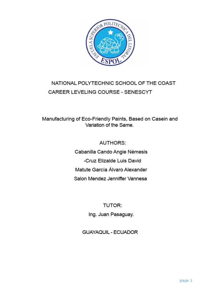 Manufacturing of Eco-Friendly Paints, Based On Casein and Variations of ...