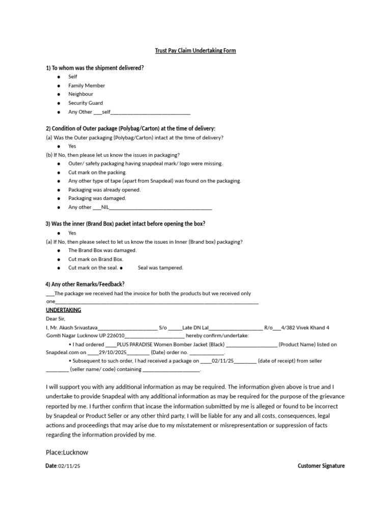 Reply Trust Pay Claim Undertaking Form PDF (English) 11708941478717283 ...