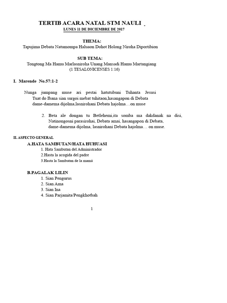 Tertib Acara Natal STM Nauli | PDF | Concepciones de dios | Contenido ...