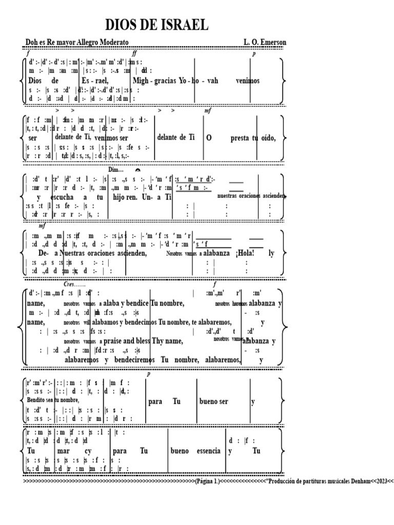Alabanza a Dios de Israel: Partitura | PDF | Teología | Adoración ...