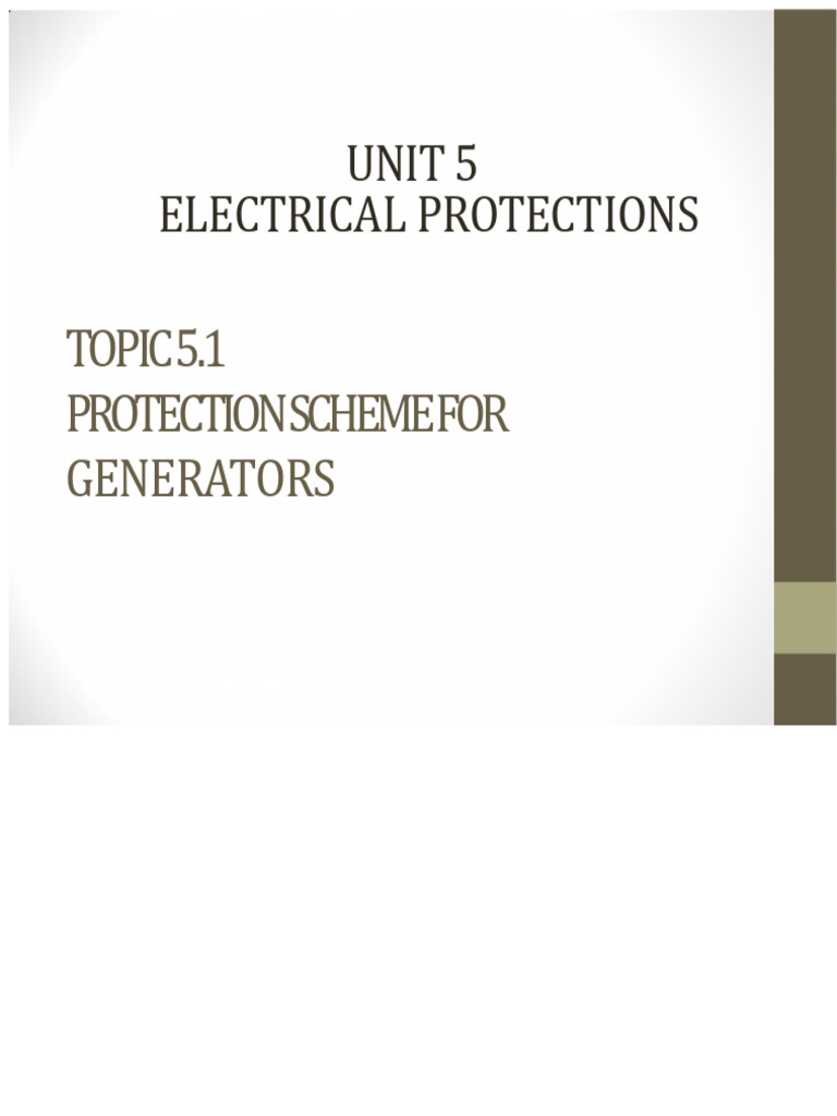 5 1 Schemes of Protection For Generators | PDF | Relay | Electric Generator