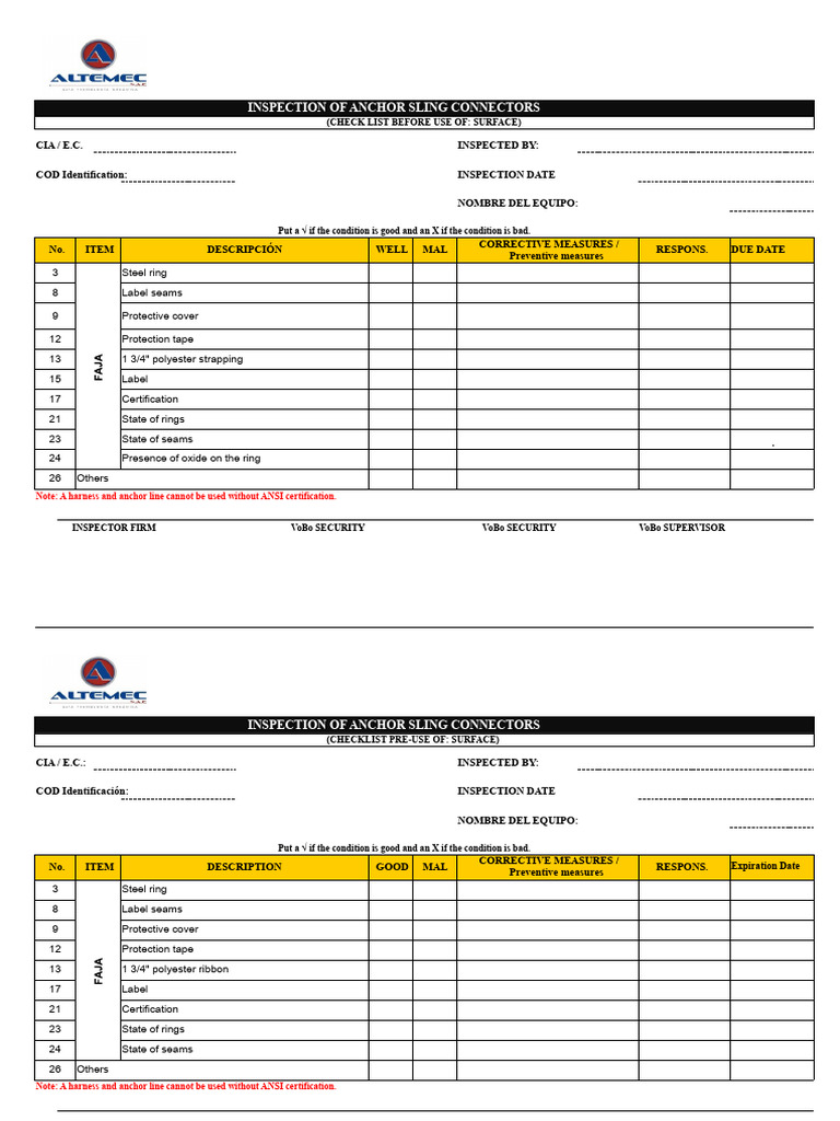 Imr-Alt09-02 - Check List - Connector Belt | PDF