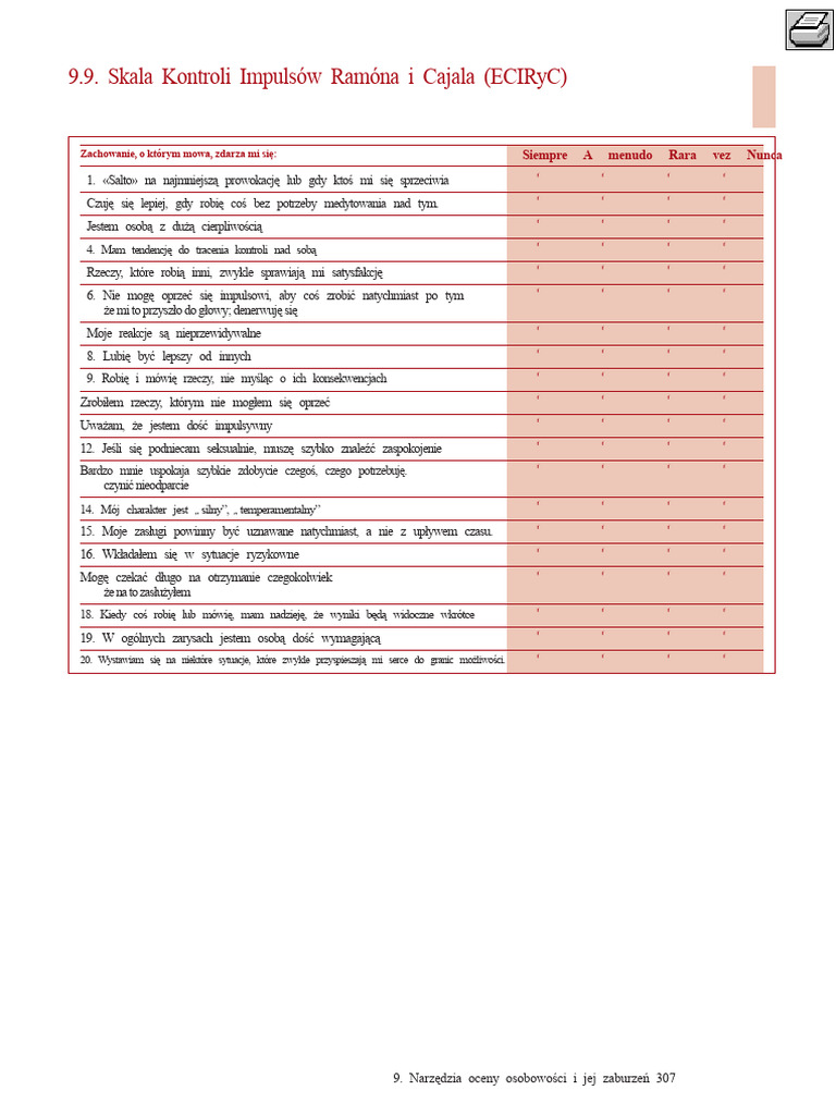 Skala Kontroli Impulsów Ramóna I Cajala | PDF