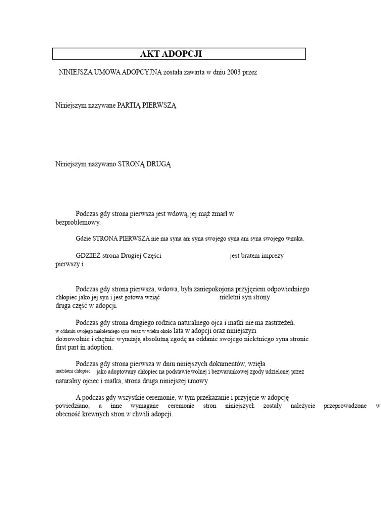 Akt Adopcji | PDF