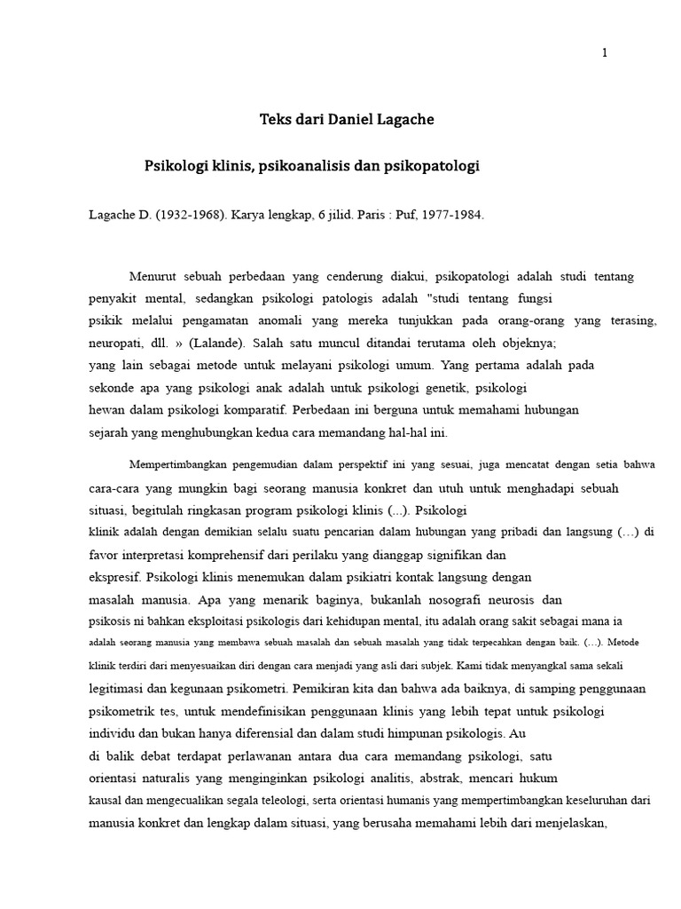 Teks Dari Daniel Lagache | PDF