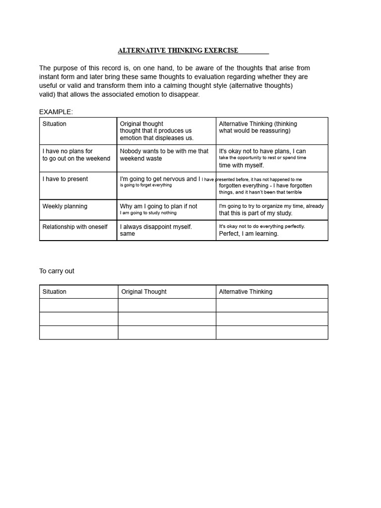 Activity in Alternative Thoughts Edited | PDF