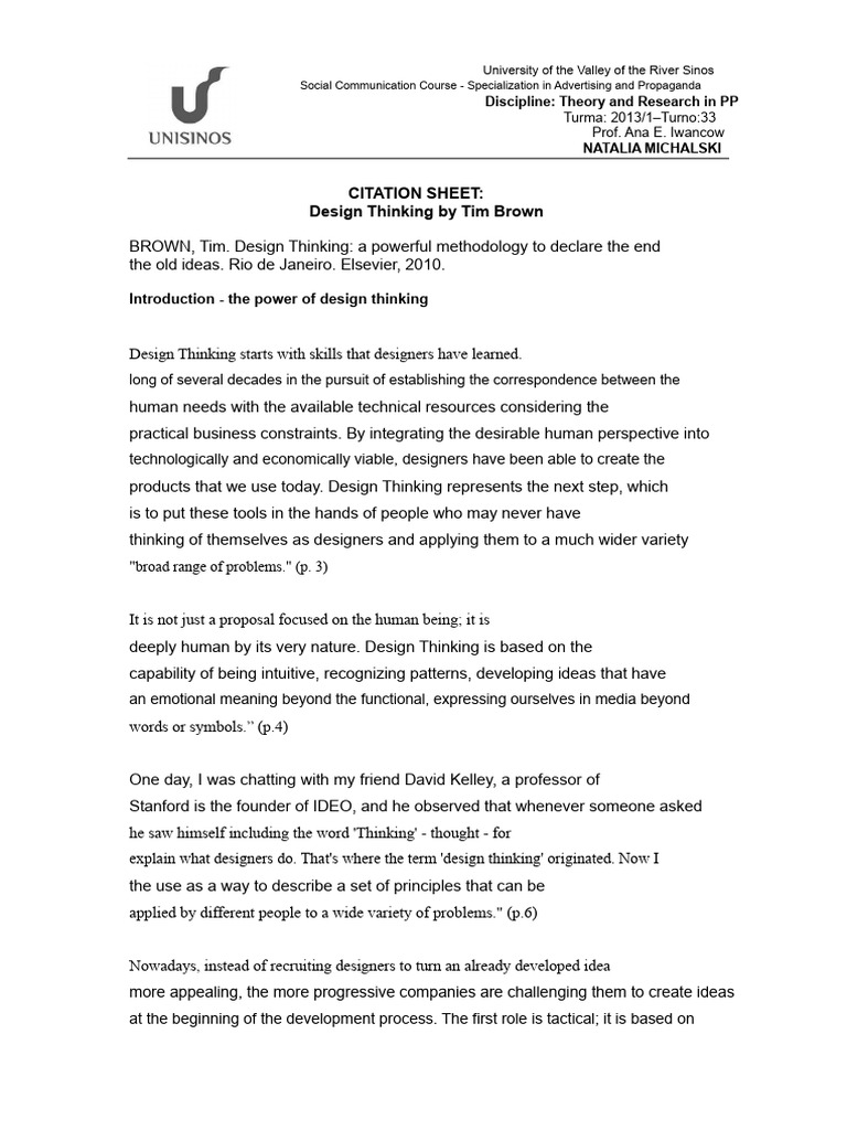 Book Design Thinking - Tim Brown-Free PDF | PDF | Design Thinking | Thought