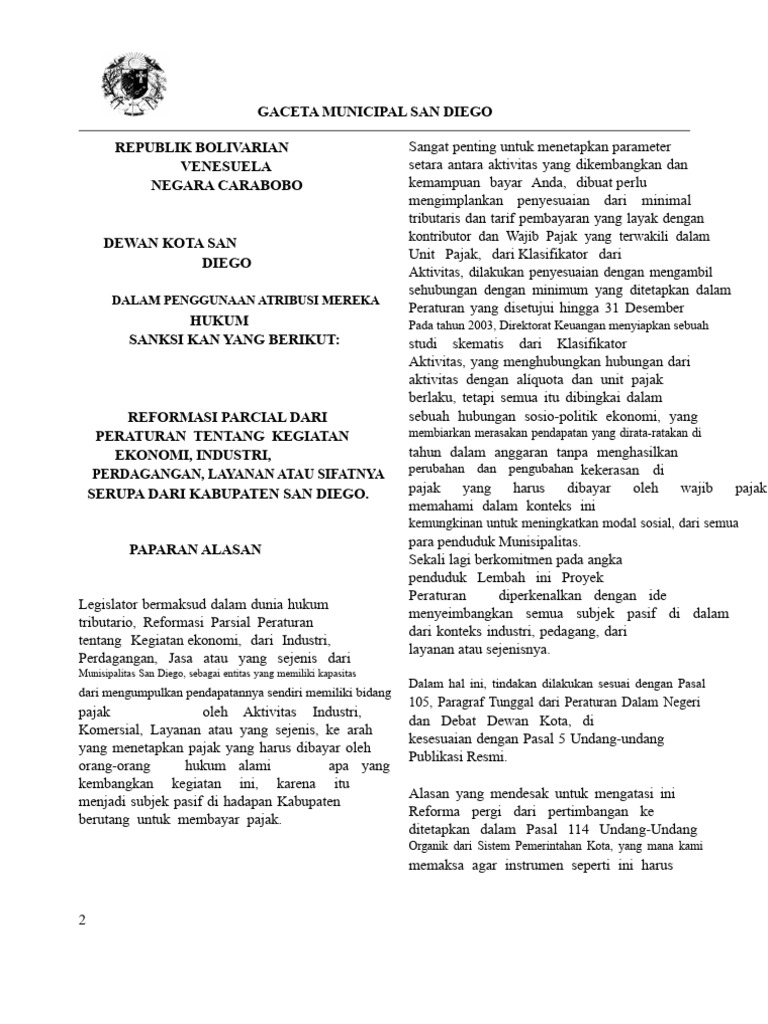 Peraturan Kegiatan Ekonomi dari Pemerintah Kota San Diego | PDF