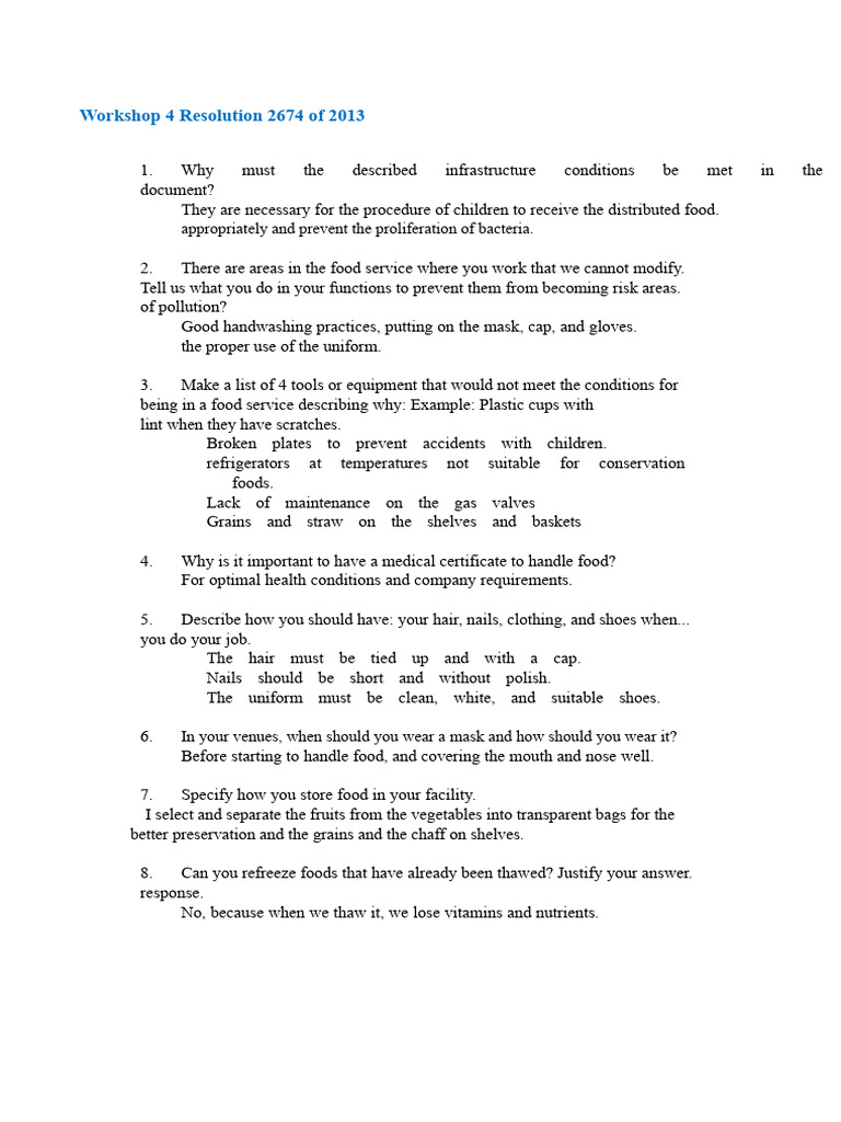 Questions About Resolution 2674 of 2013 | PDF | Foods