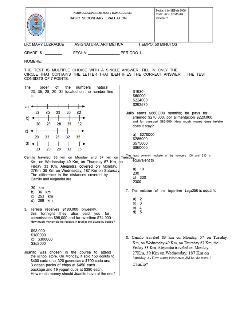 Evaluation of Natural Numbers | PDF | Multiple Choice | Discrete ...