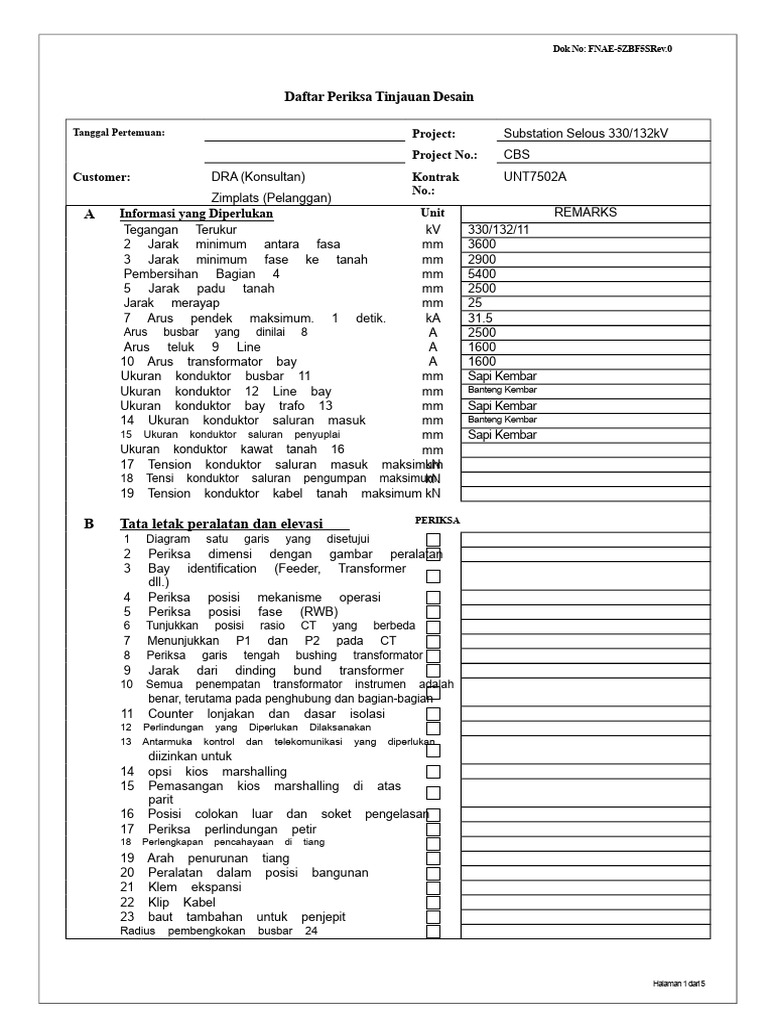 Daftar Periksa Desain Substation 330kV | PDF