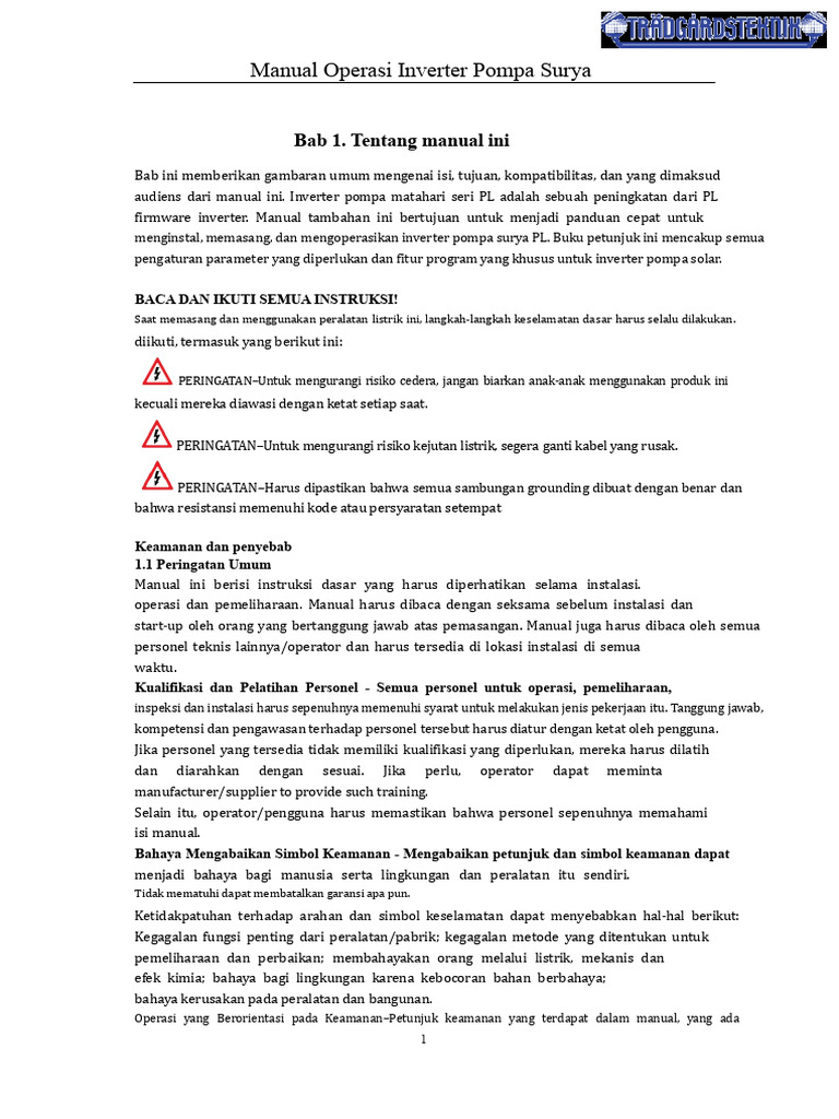 Manual Inverter Pompa Surya | PDF