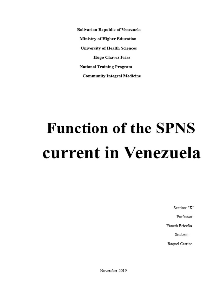 Function of The Current SPNS in Venezuela | PDF | Public Services ...