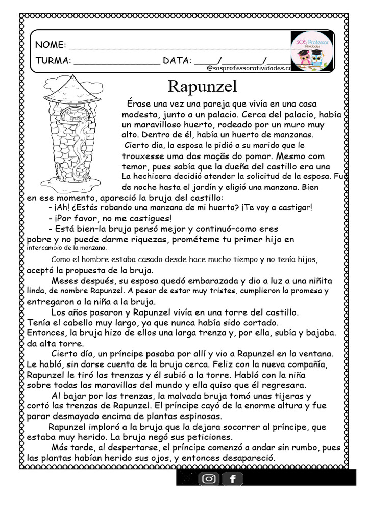 Cuento de Rapunzel: Resumen y Análisis | PDF | Rapunzel