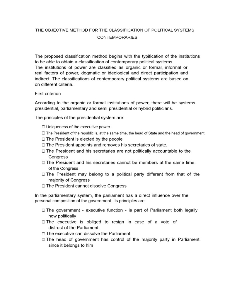 Classification of Political Systems Explained | PDF | Socialism ...