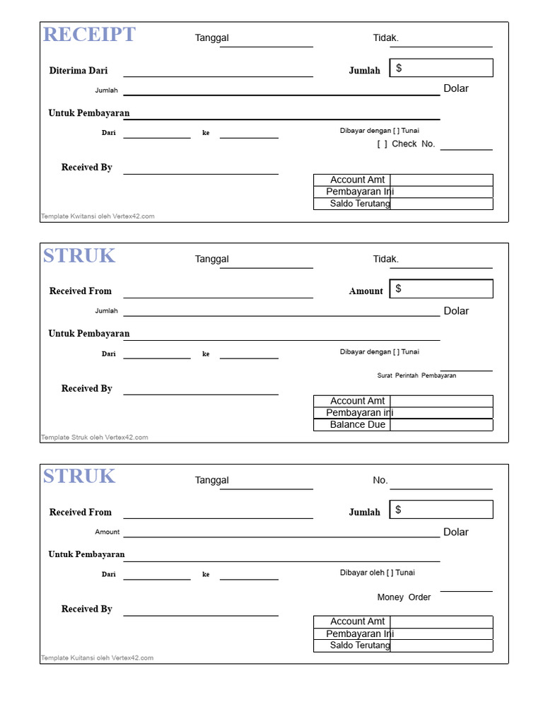 Template Kwitansi Pembayaran Excel | PDF