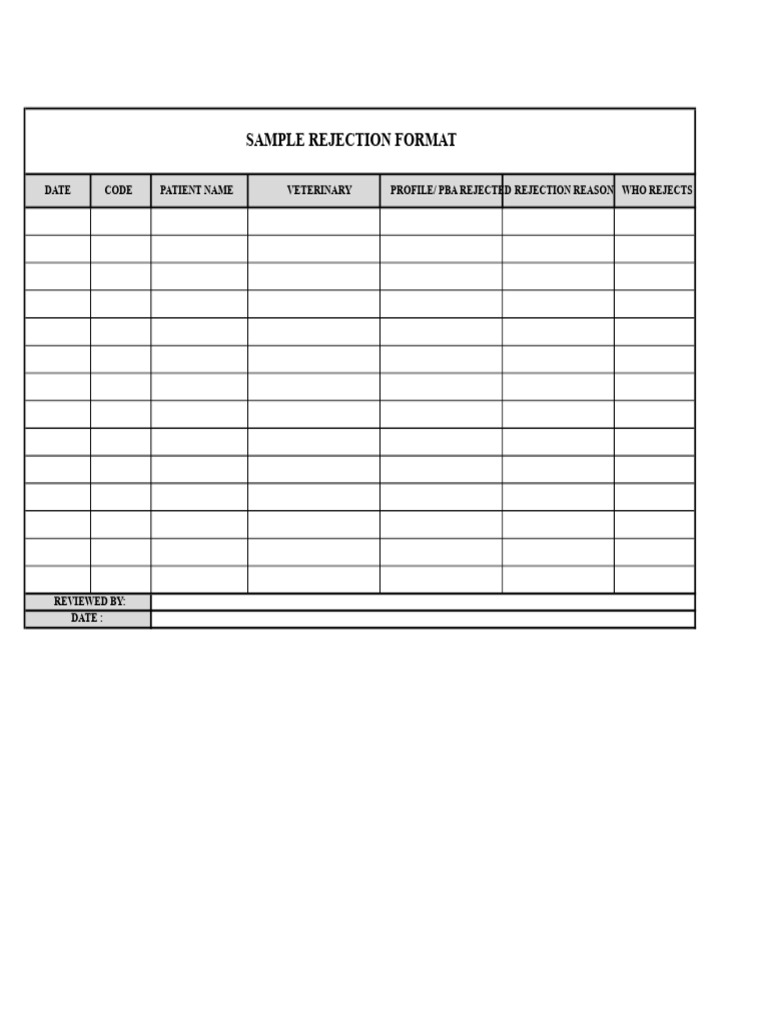 Sample Rejection Format | PDF